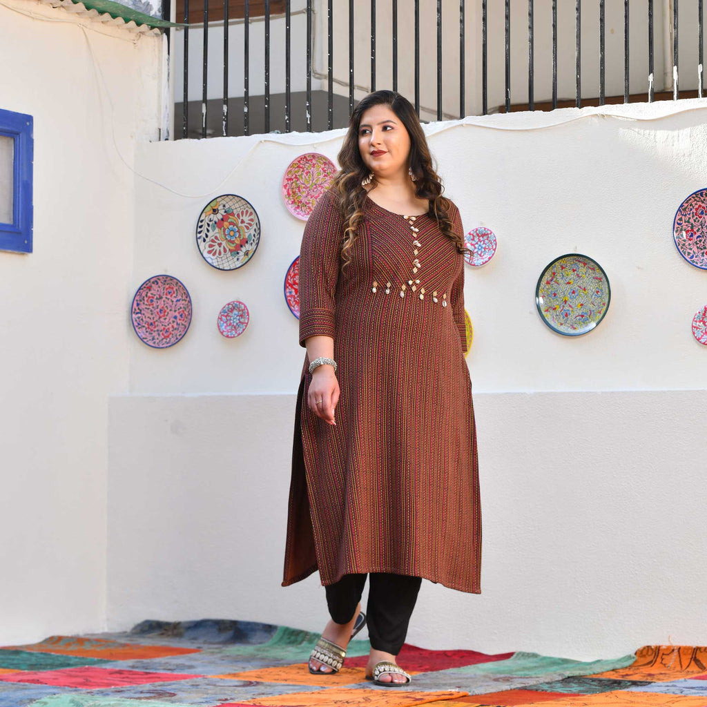 Chestnut Charm Woollen Kurta-Plus Size Clothing(XS-10XL) – THE PLUS SIZE STORE by Meera Creations